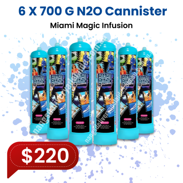 Miami Magic Infusions 700g N2O Cannister (6 Bottles) - Nangs Delivery ...